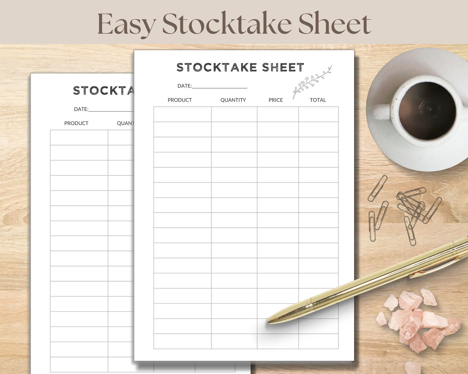 Printable Stocktake Sheet Basic Inventory Log Digital Download A4 A5 US ...