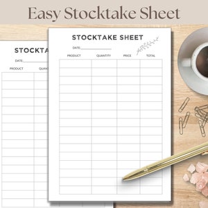 Printable Stocktake Sheet Basic Inventory Log Digital Download A4 A5 US ...