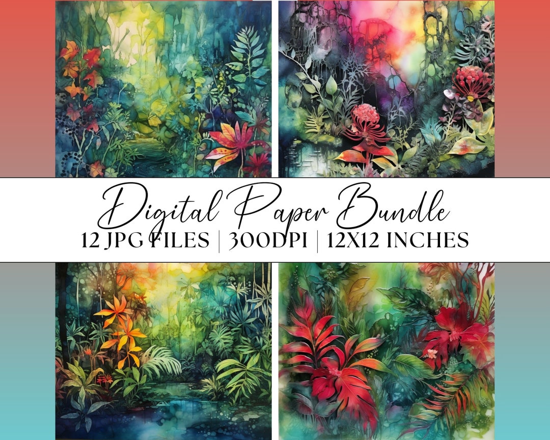 Jungle Themed Digital Paper 12x JPG Patterns Clipart Graphics ...