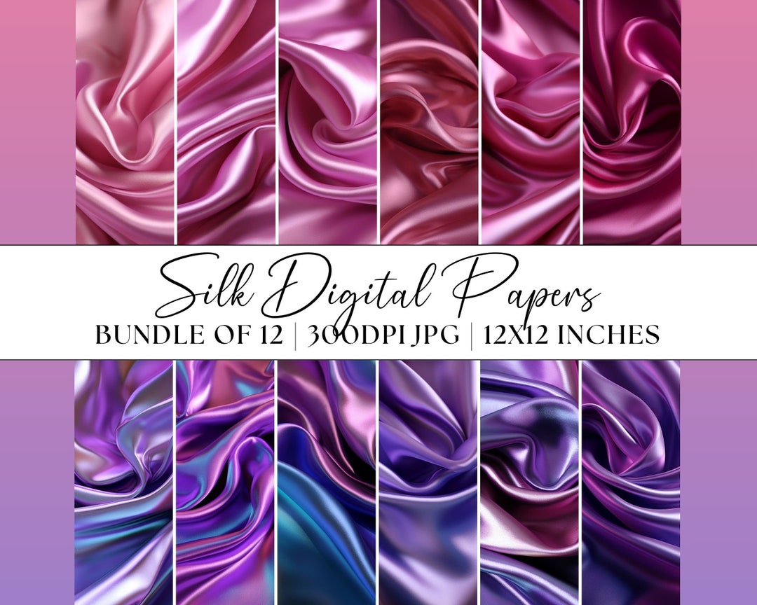 Pink and Purple Digital Paper, 12x JPG Shiny Silk Texture Patterns ...