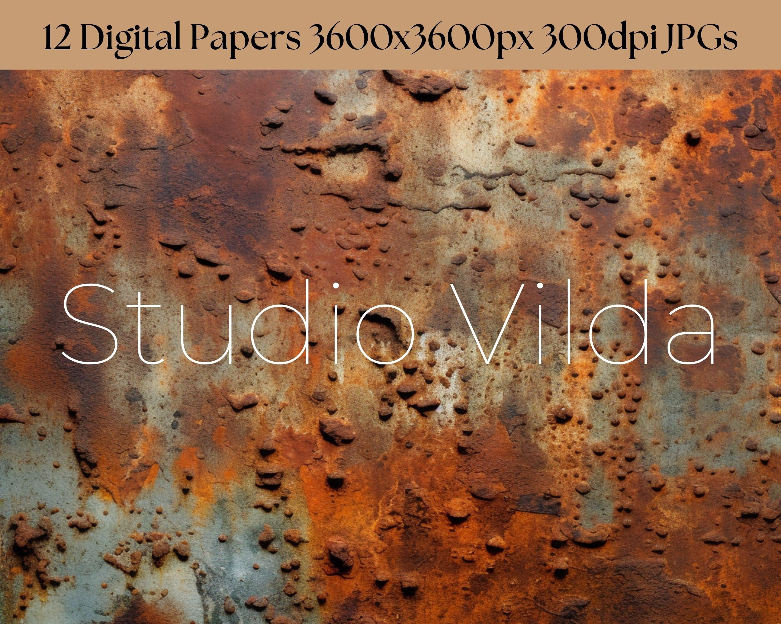 Rust Digital Paper, Rusted Metal Texture Patina Backdrop Printable ...