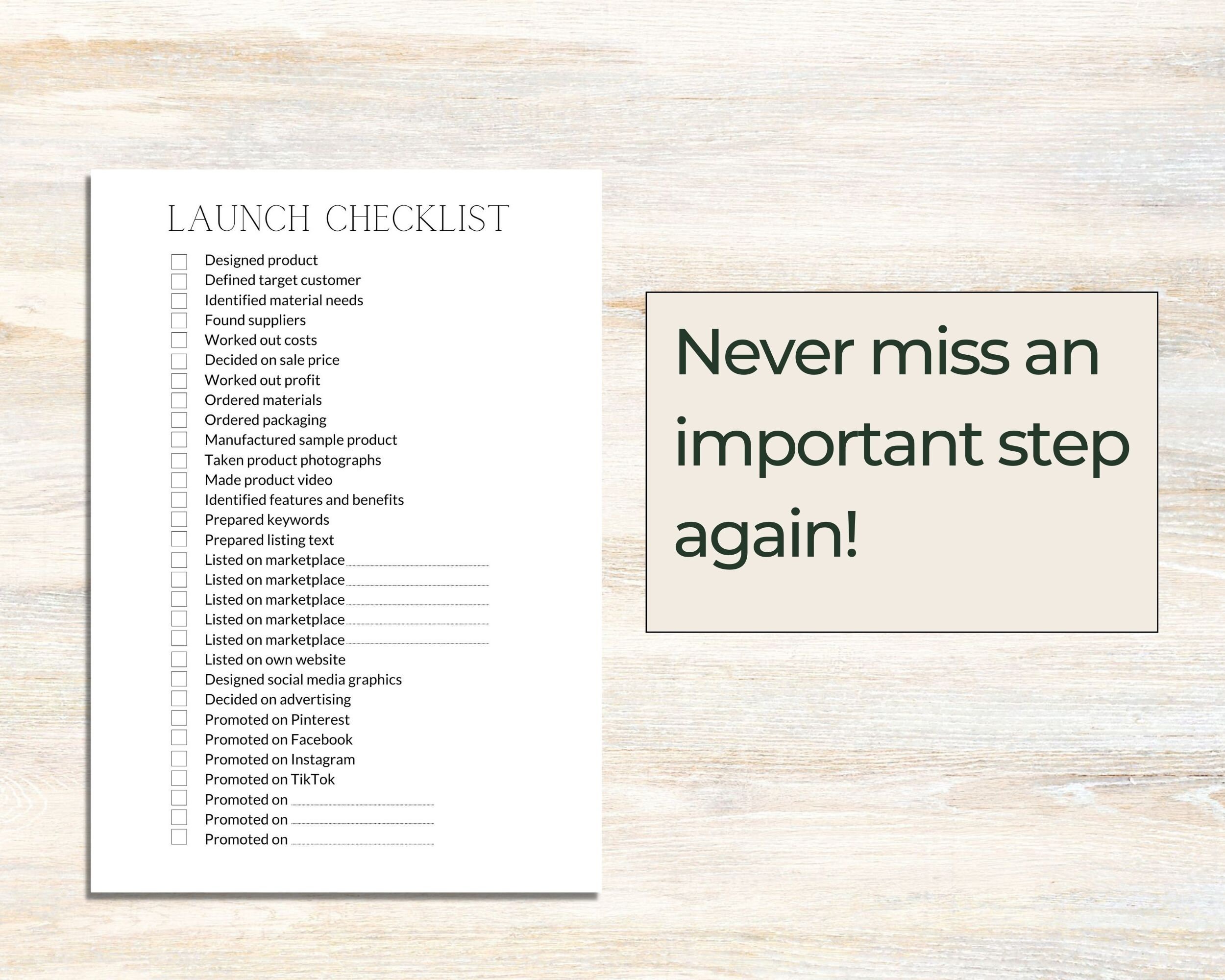 New Product Planner & Check List Printable Sheets Basic Digital Instant ...