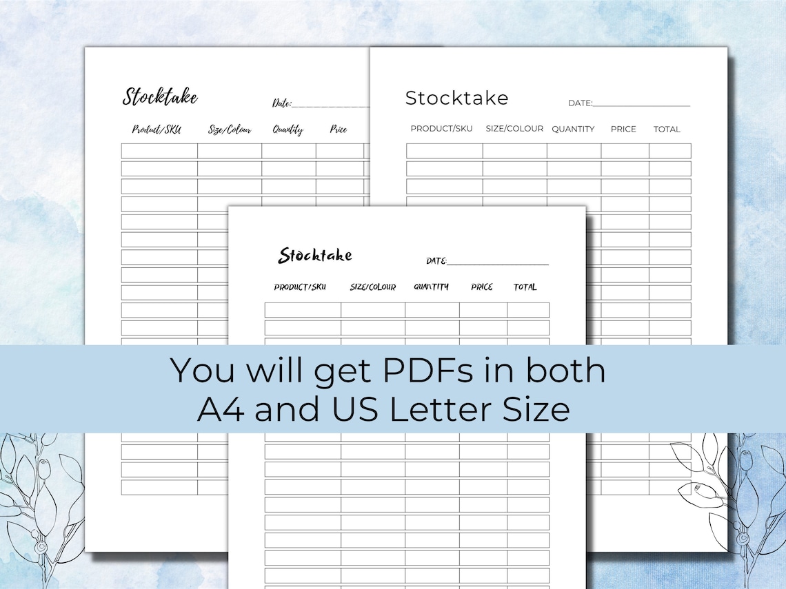 Basic Inventory Log | Printable Stocktake Sheet | Stock Tracker for ...