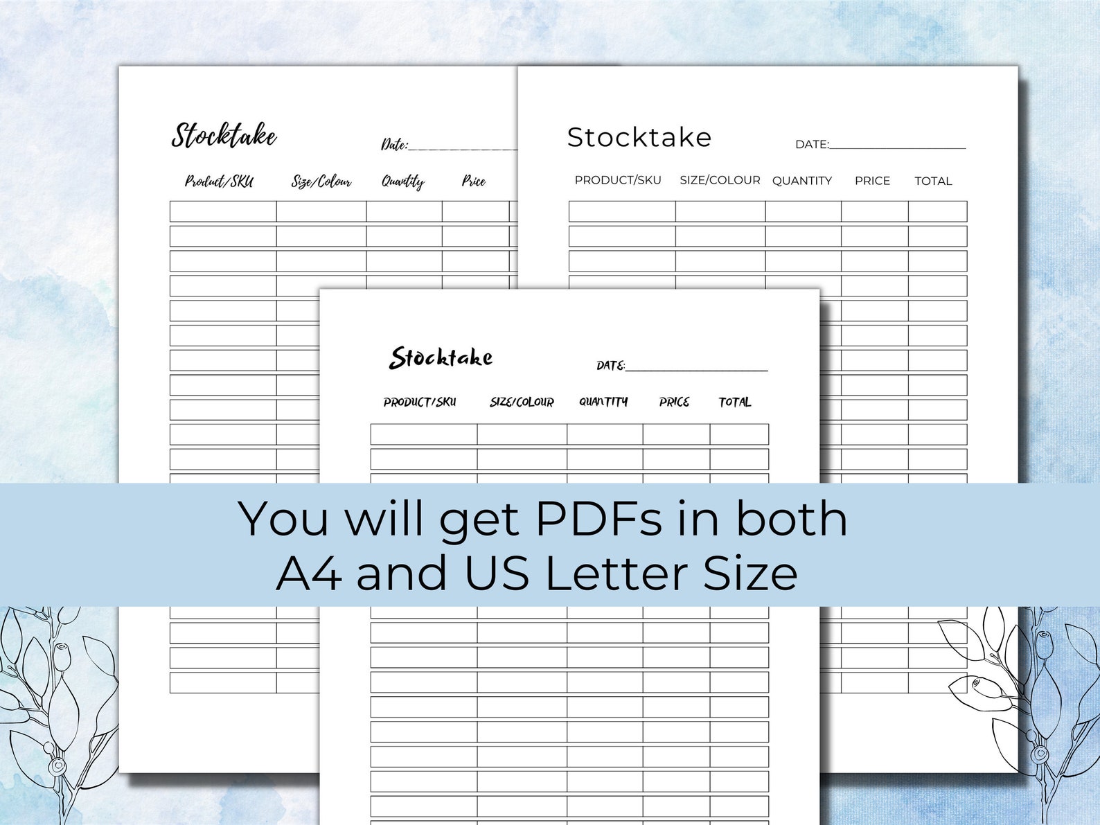 Basic Inventory Log | Printable Stocktake Sheet | Stock Tracker for ...