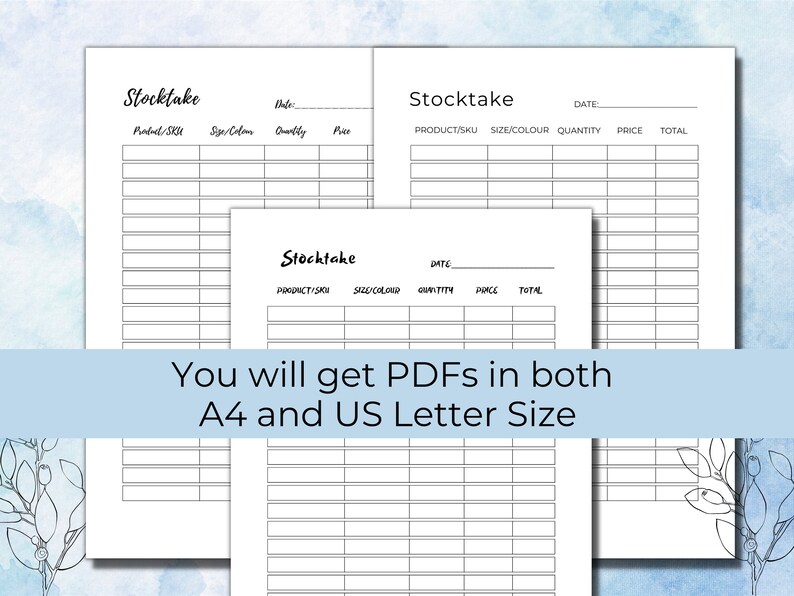 Basic Inventory Log | Printable Stocktake Sheet | Stock Tracker for ...