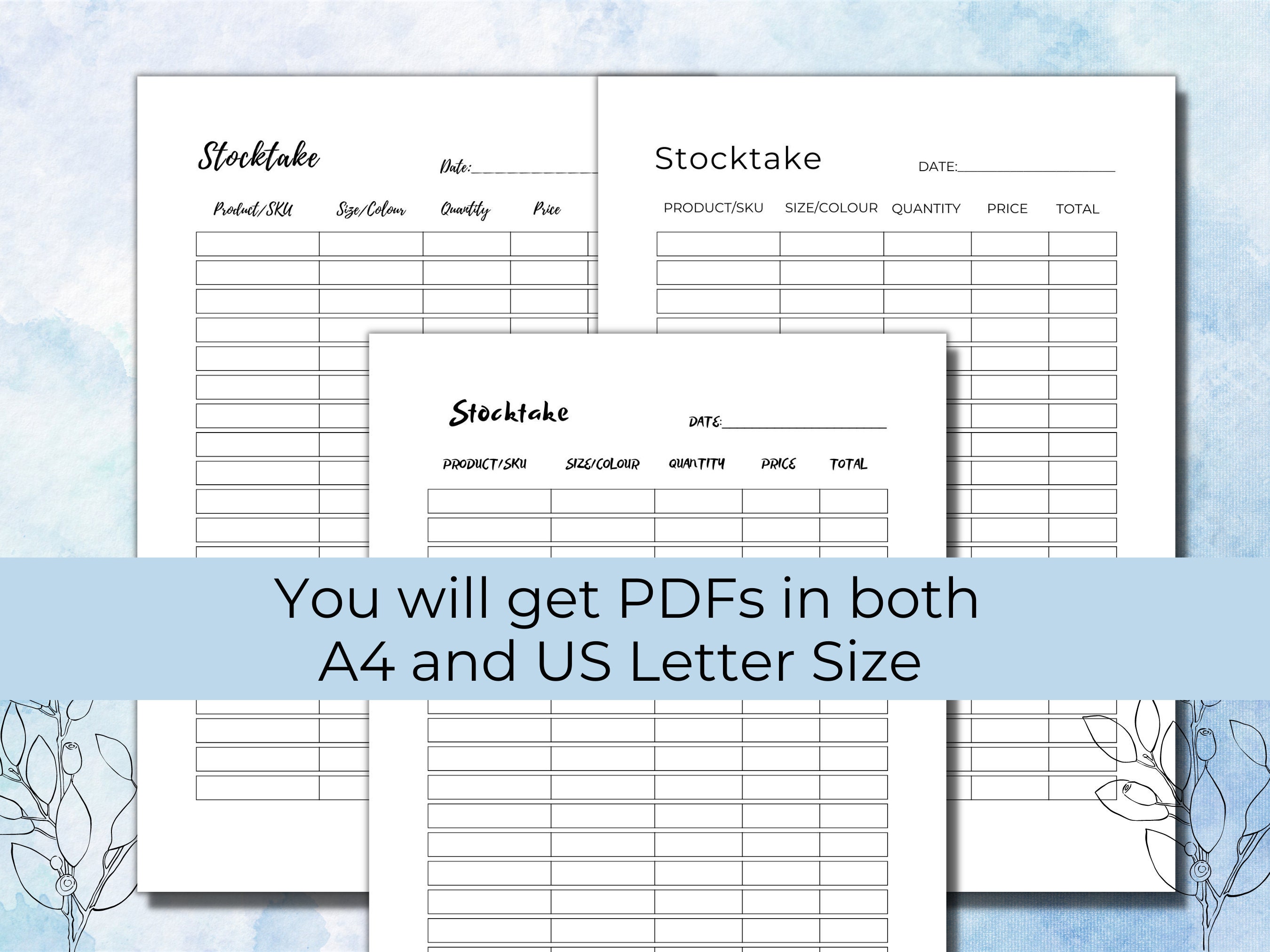 Basic Inventory Log | Printable Stocktake Sheet | Stock Tracker for ...