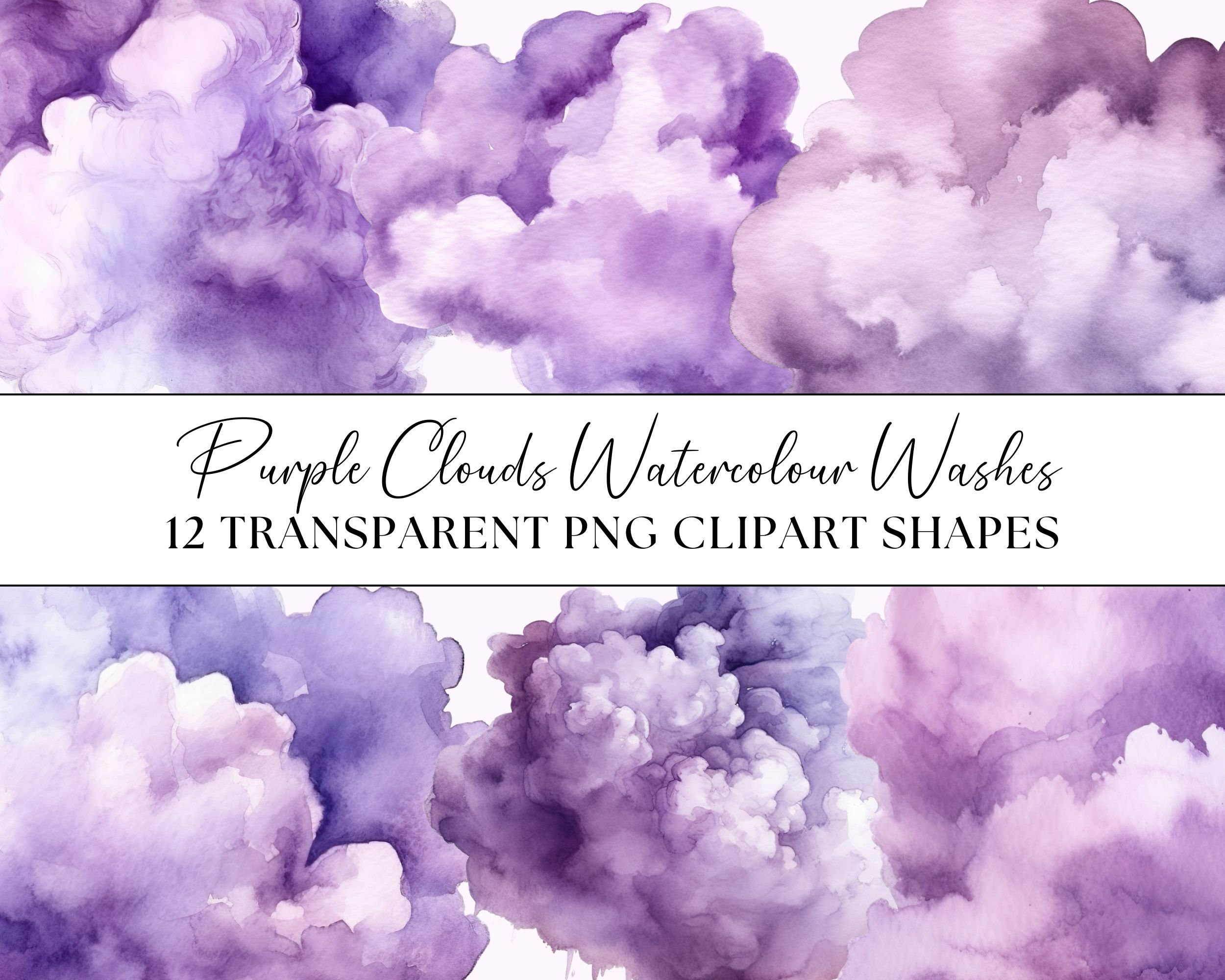 Purple Cloud Watercolour Splashes 12 PNG Clipart Washes - Etsy