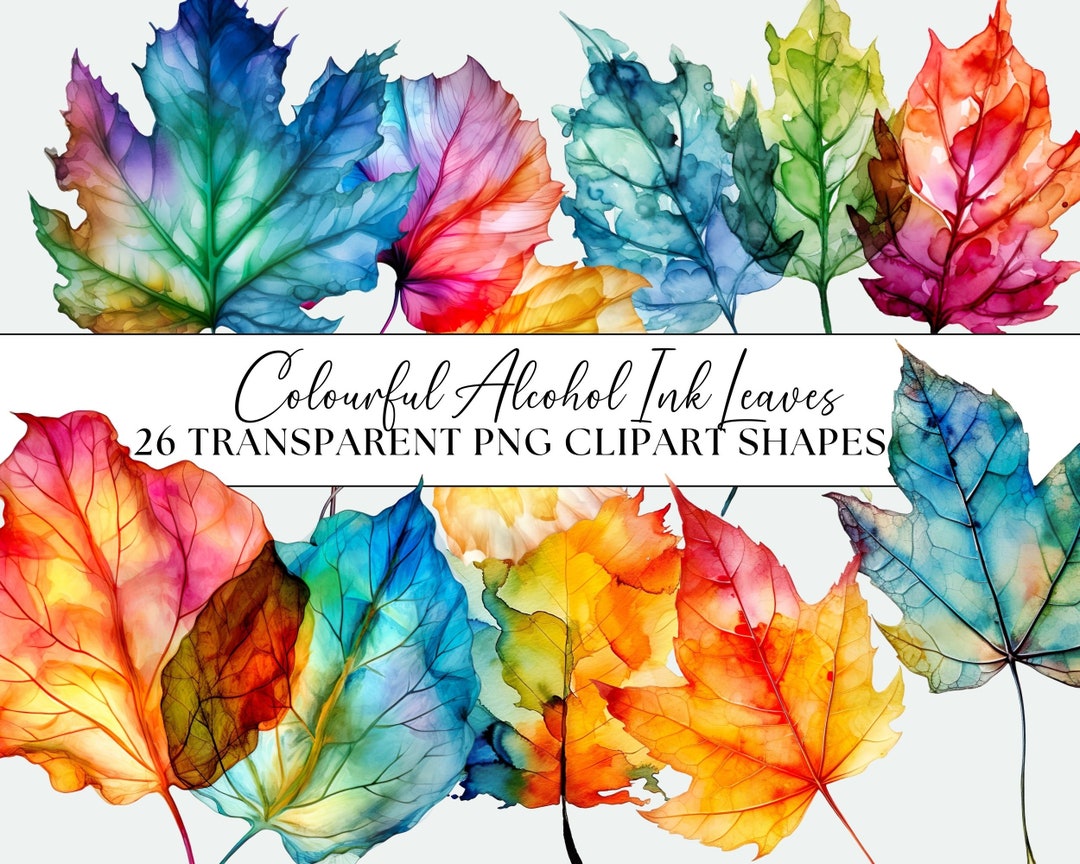 Alcohol Ink Leaves Clipart Pack Florals Leaf Textures Colourful ...