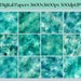 Teal Green Digital Paper Bundle, 12x JPG Watercolour Washes Patterns ...