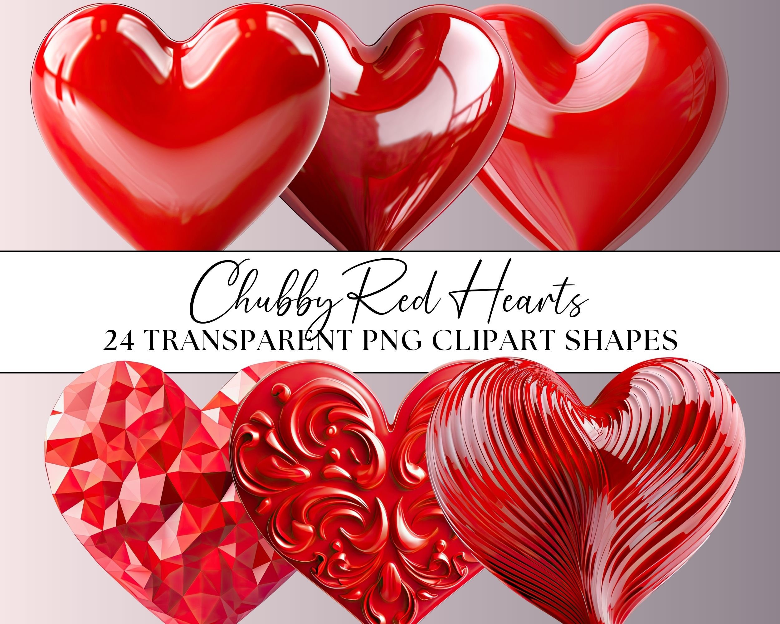 Red Hearts Clipart Bundle Objects Crafting Wedding Love Valentines Day ...