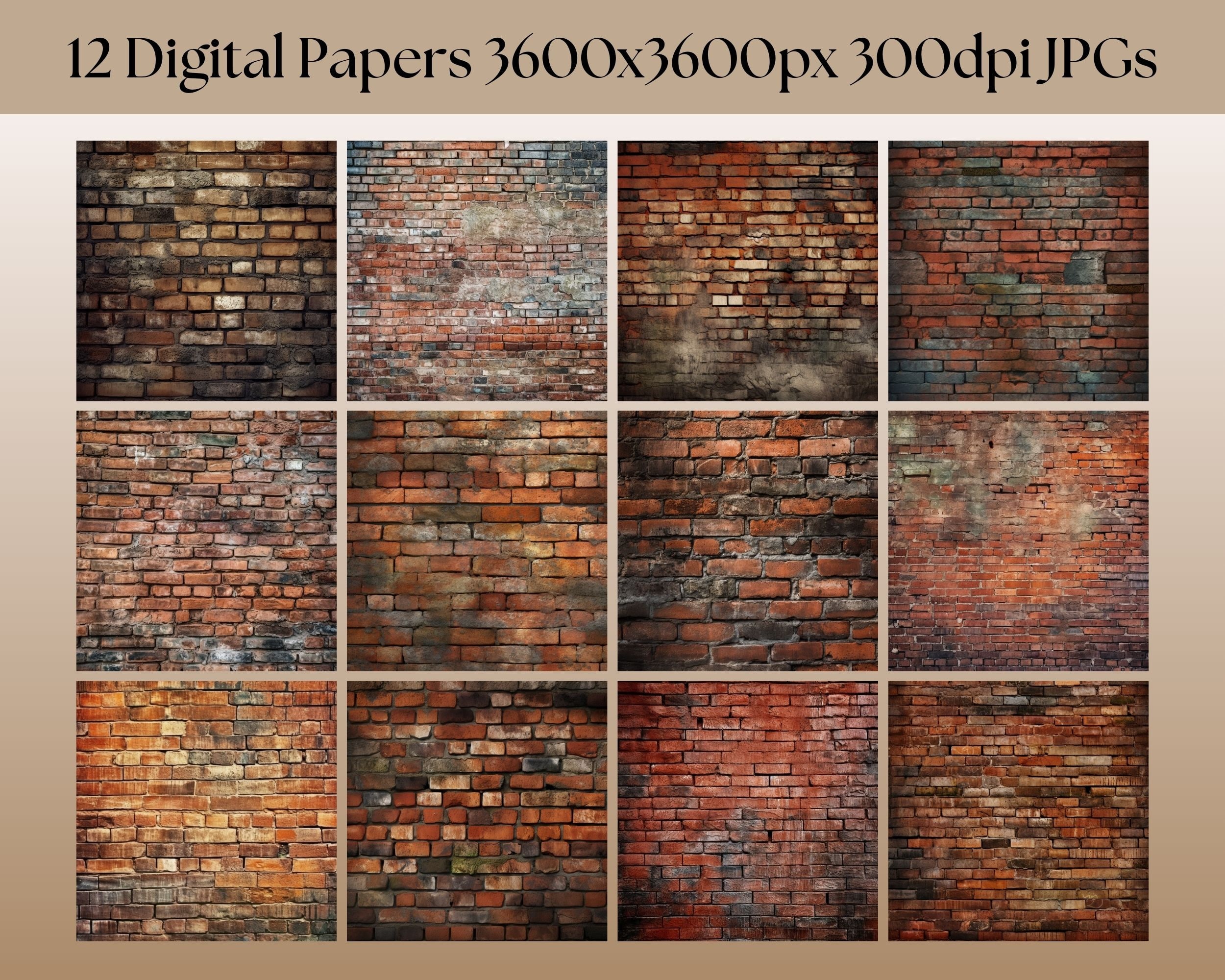 Brick Wall Digital Paper Rough Texture Blocks Patina Backdrop - Etsy
