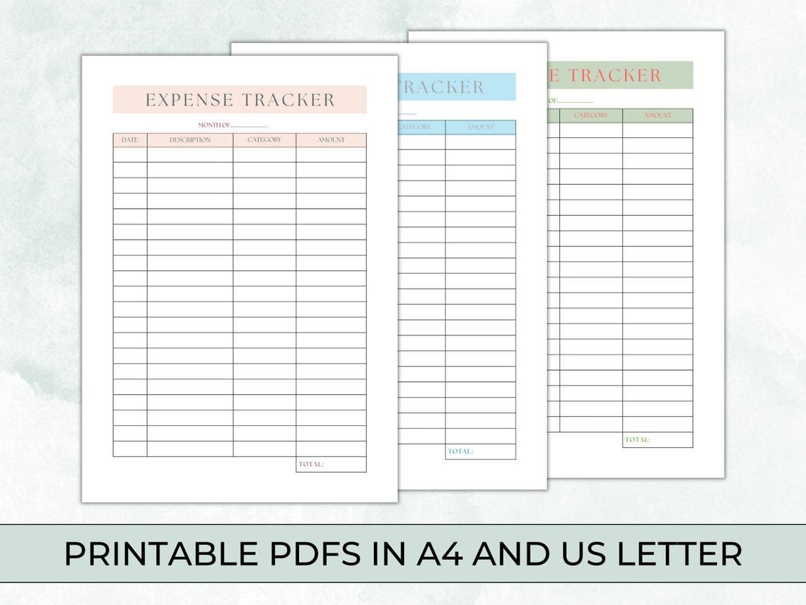 Printable Monthly Expense Tracker, Minimalist Budget Tracker, Digital ...