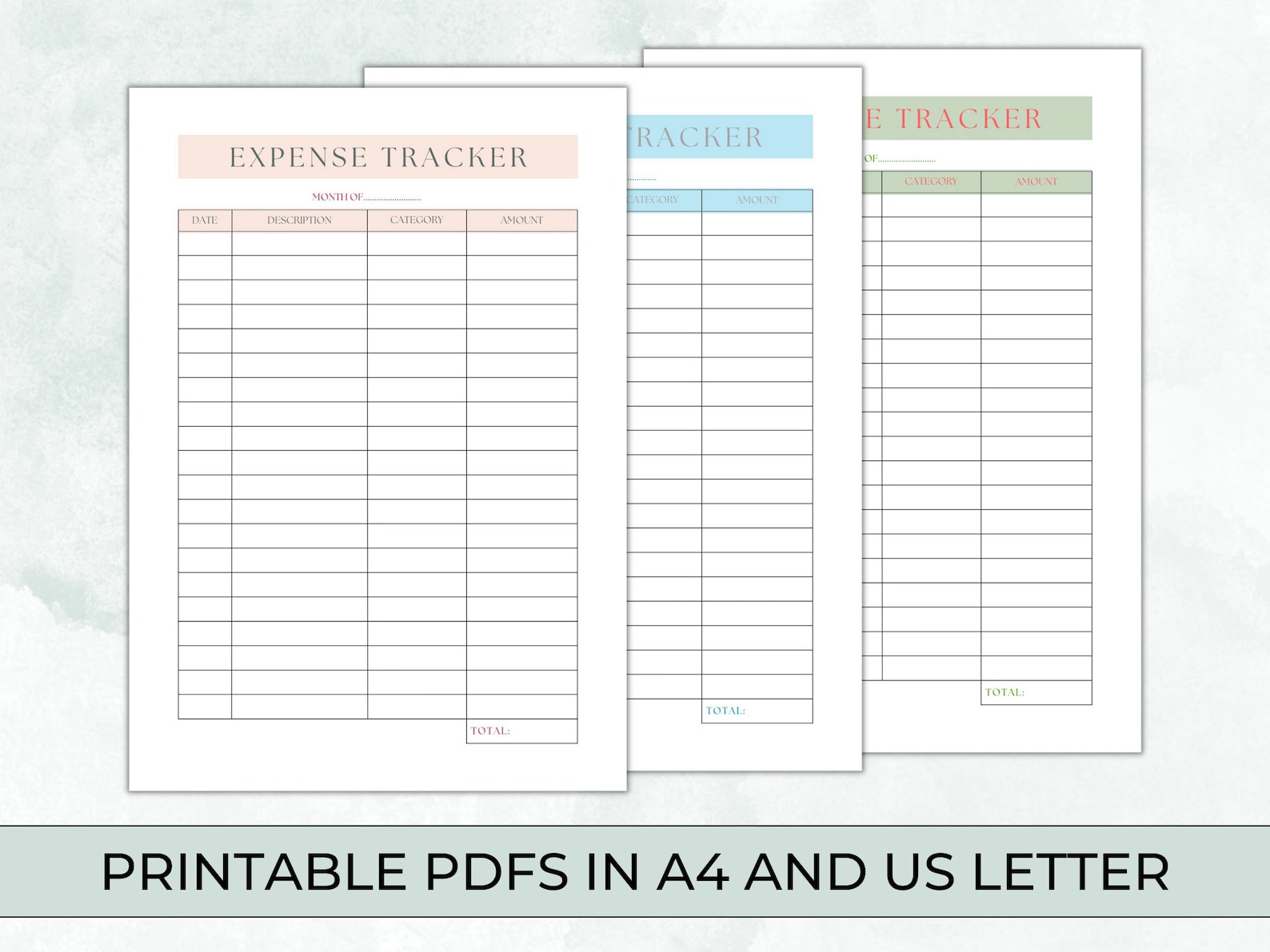 Printable Monthly Expense Tracker, Minimalist Budget Tracker, Digital ...