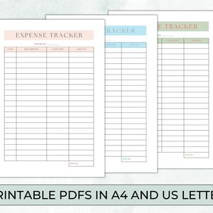 Minimalist Monthly Expense Tracker: Colourful Printable Budget Planner ...