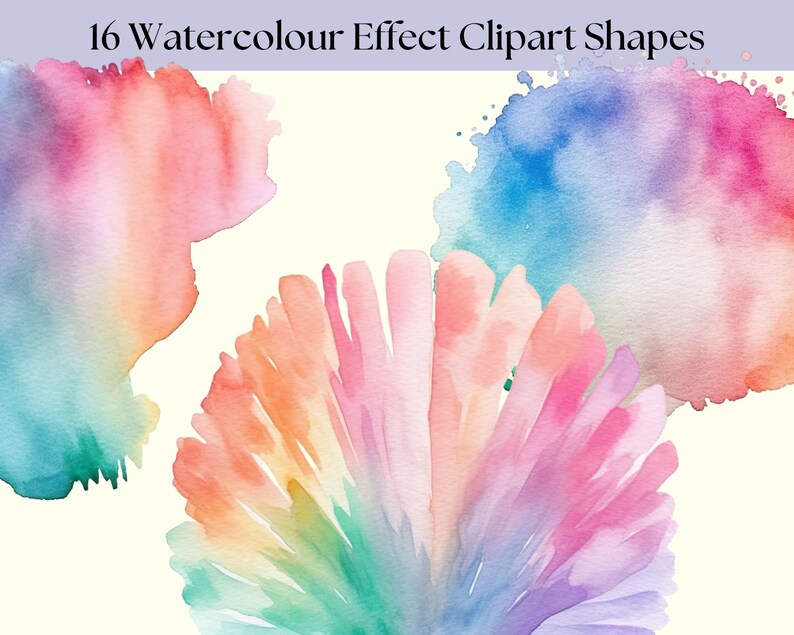 Pastel Rainbow Watercolour Washes PNG Clipart Splashes Shapes - Etsy