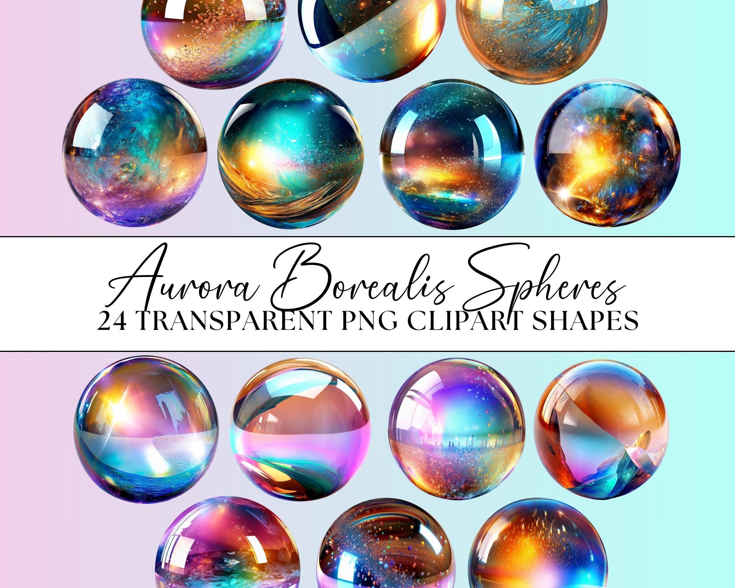 Aurora Borealis Spheres, PNG Clipart 24 Colourful AB Shimmer Northern ...