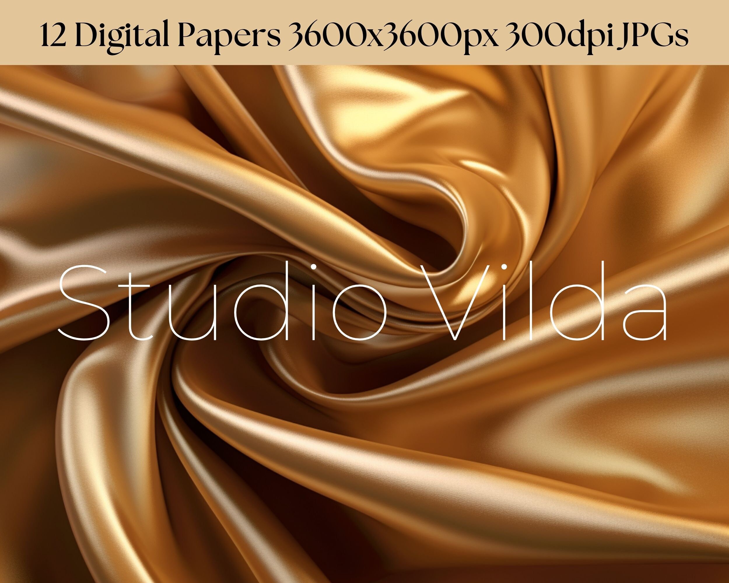 Golden Silk Textures Digital Paper, Rose Gold Patterns Clipart Instant ...