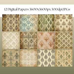 Beige Victorian Wallpaper Digital Paper, 12x JPG Light Neutral Patterns ...