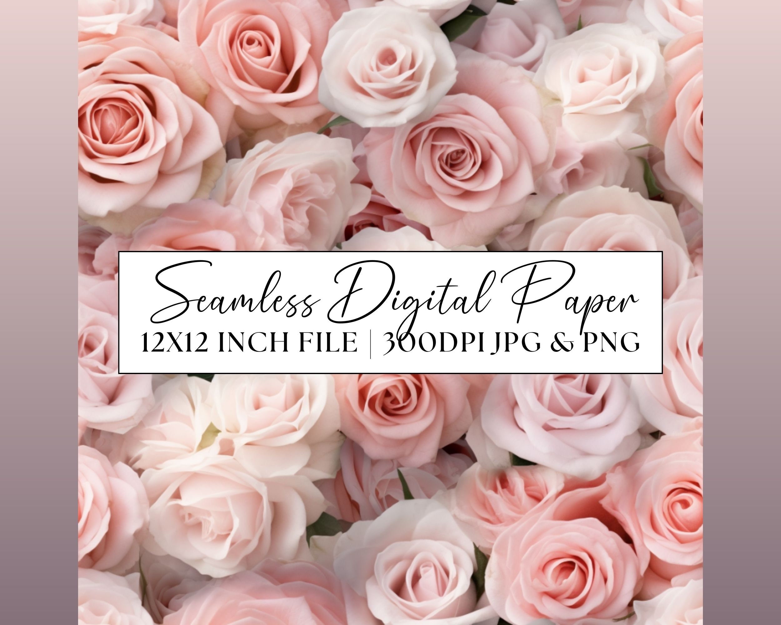 Pink Roses Digital Paper, Pastel Pink Seamless Pattern, Wedding ...