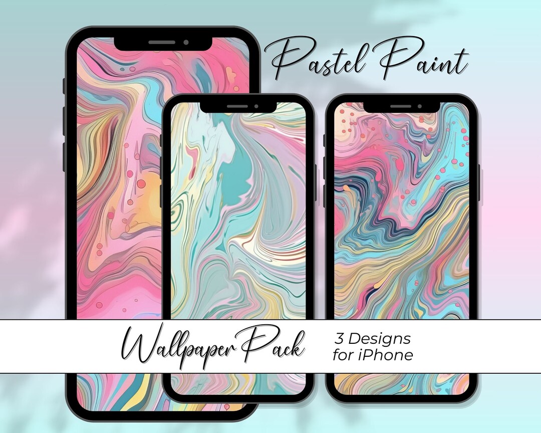 Pastel Paint iPhone Wallpapers, Bundle of 3 Mobile Phone Backgrounds ...