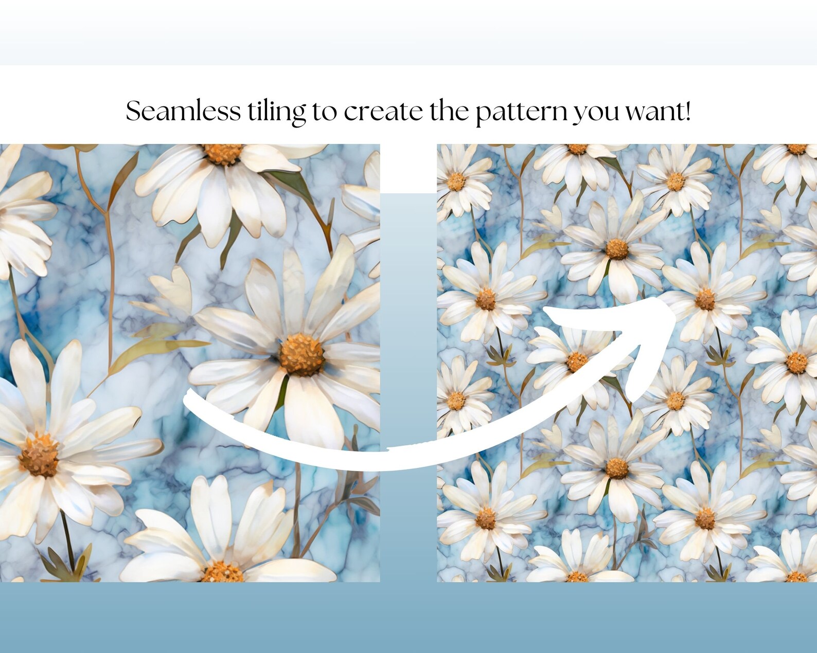 Daisy Digital Paper, Abstract White Daisies Seamless Pattern, Wedding ...