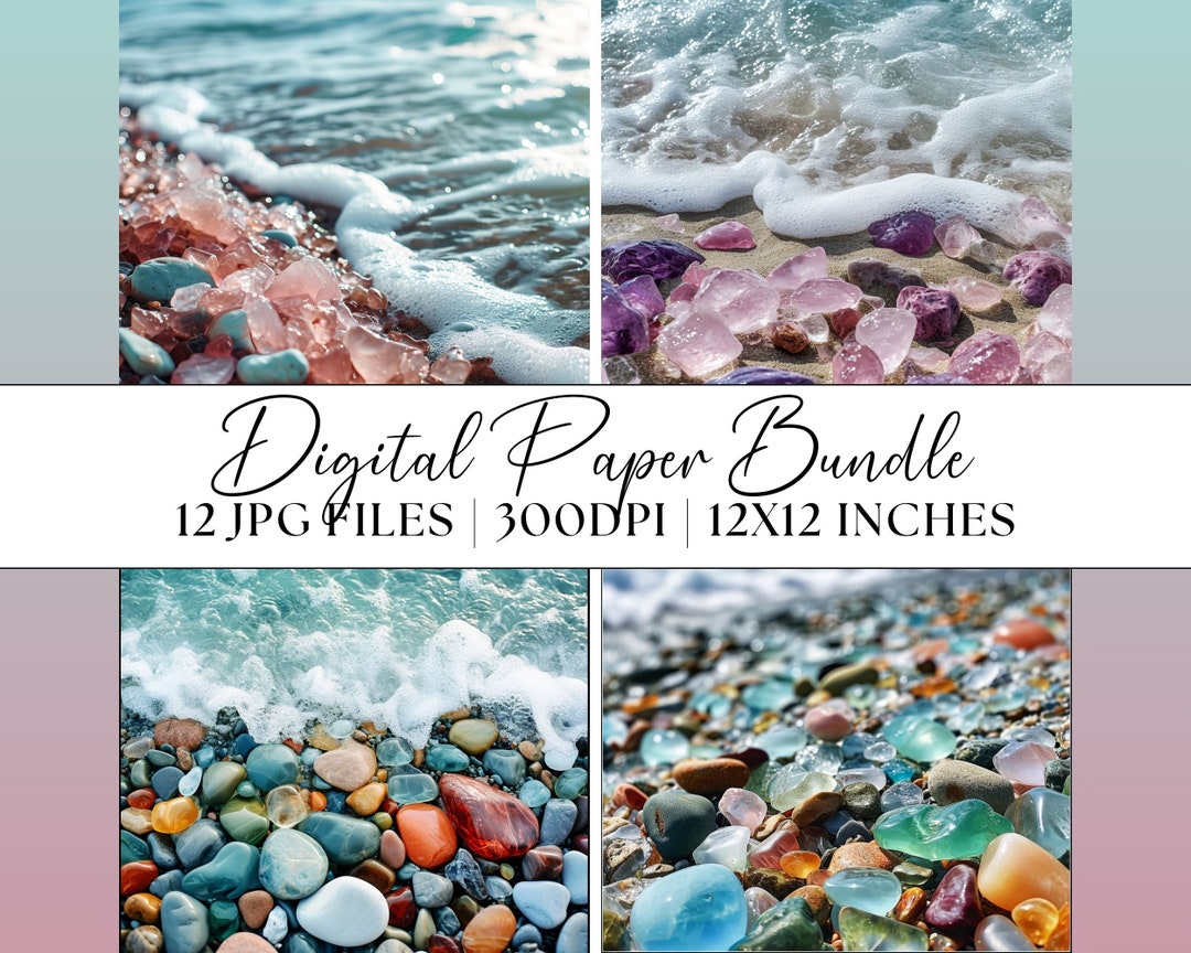 Fantasy Sea Glass Digital Paper, 12x JPG Abstract Clipart, Instant ...