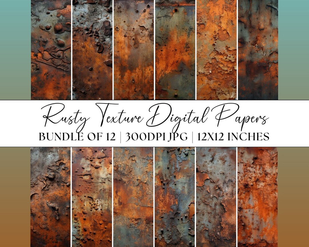 Rusty Digital Paper, Rusted Metal Texture, Patina Backdrop, 12xjpg ...