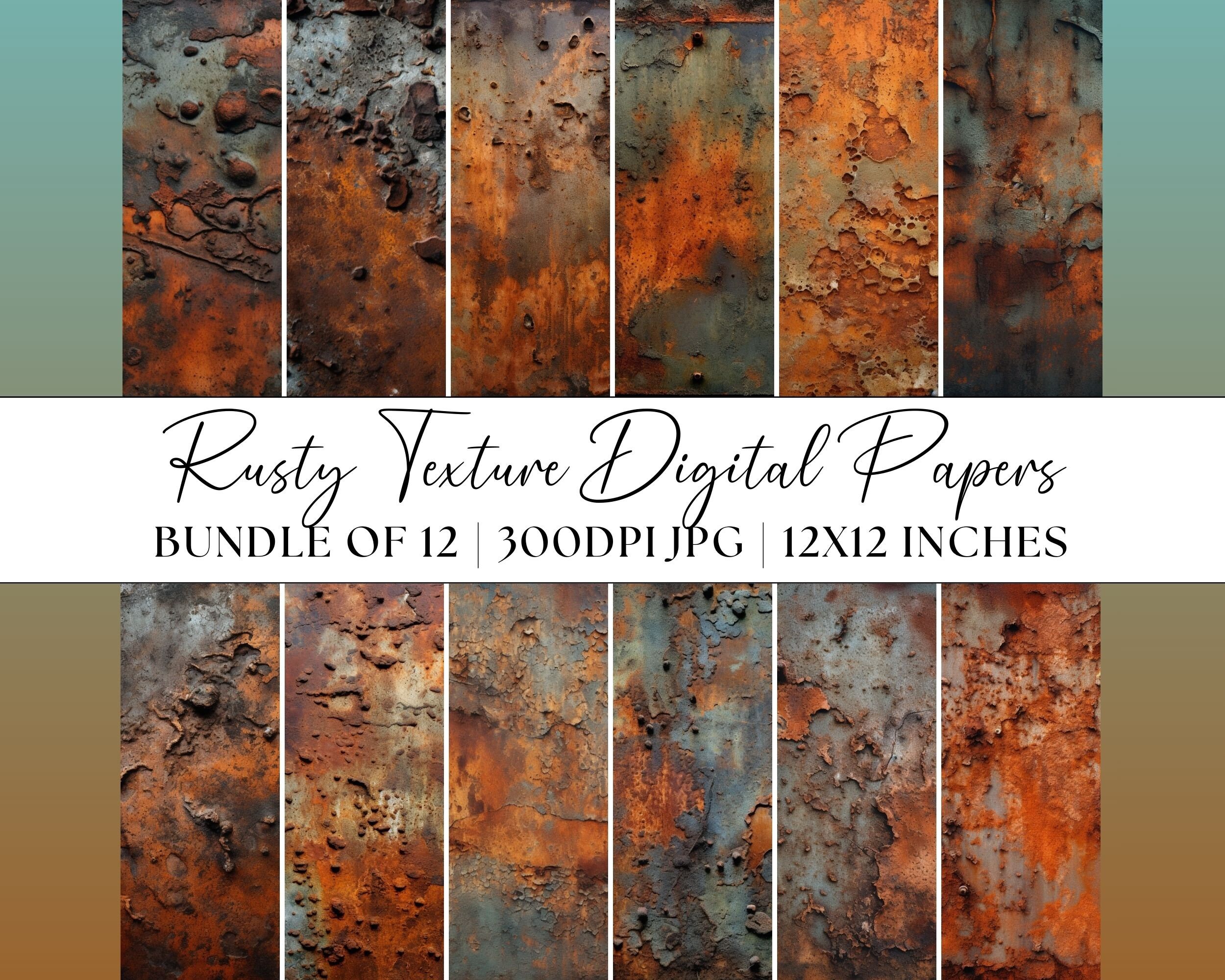 Rust Digital Paper, Rusted Metal Texture Patina Backdrop Printable ...