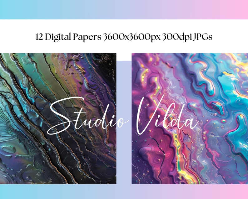 Rainbow Oil Digital Paper, Oil Slick Patterns, 12x JPG Abstract ...