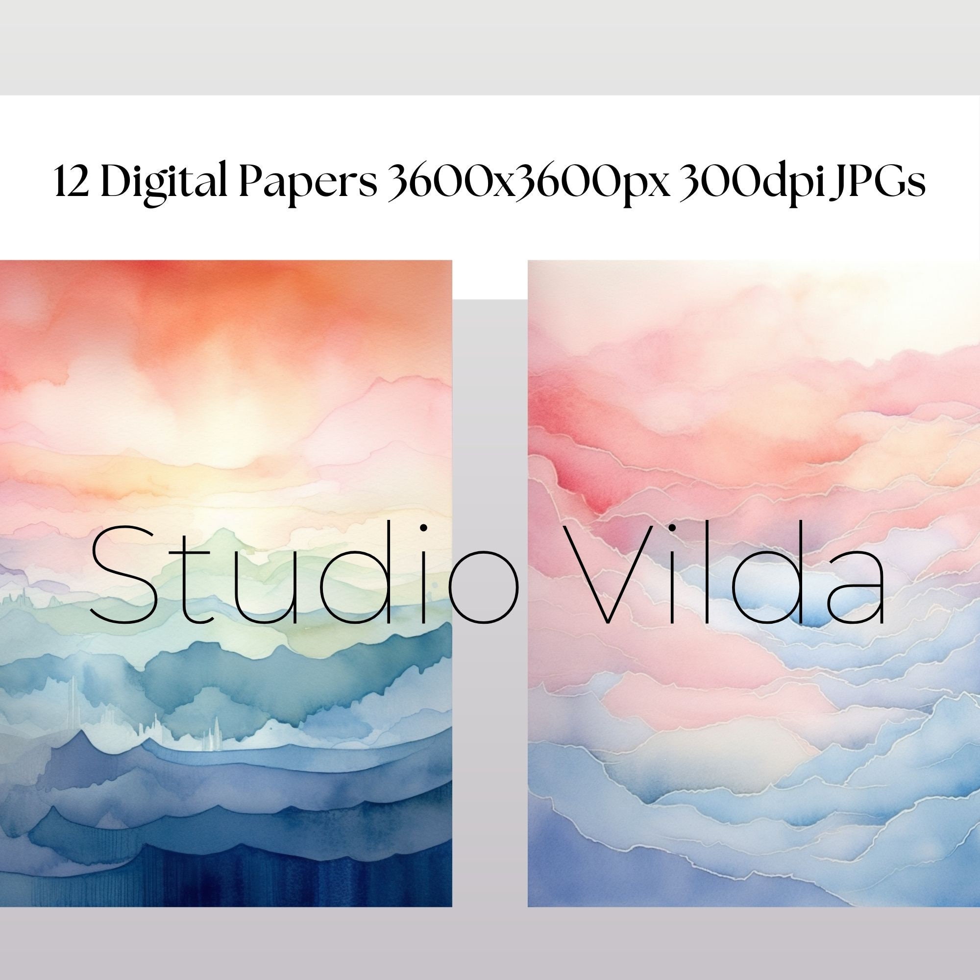 Pastel Rainbow Watercolor Digital Paper 12x JPG Patterns - Etsy