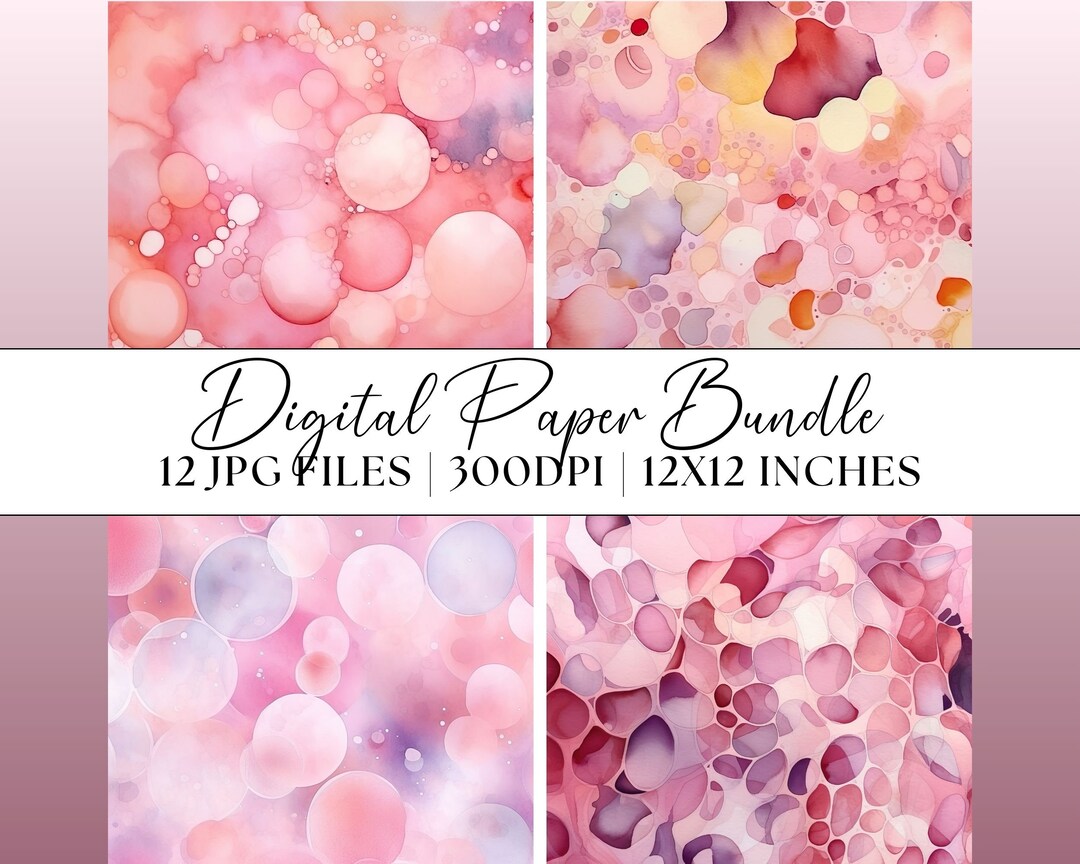 Pink Bubbles Digital Paper, 12x JPG Patterns Clipart Instant Download ...