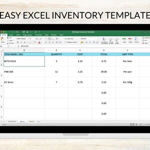 Easy Excel Inventory Template Instant Digital Download Sheet for Small ...