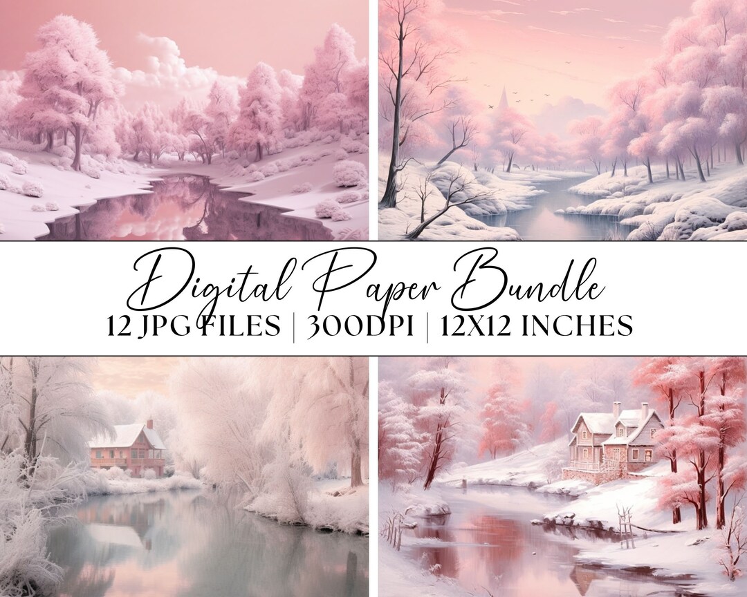 Candy Pink Christmas Digital Paper, Cottagecore Xmas Patterns Pastel ...
