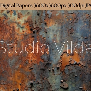 Rusty Digital Paper, Rusted Metal Texture, Patina Backdrop, 12xjpg ...