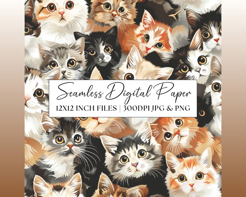Cute Cats Seamless Pattern, Party Invites, Stationery Repeating ...