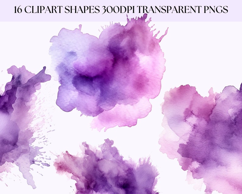 Purple Watercolour Washes, PNG Clipart Splashes Shapes Objects 16 ...
