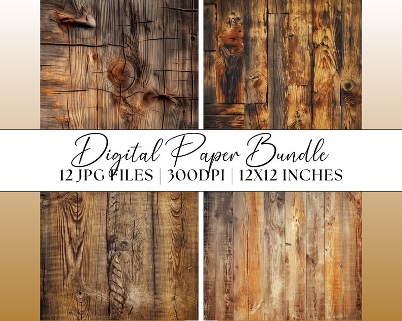 Rustic Wood Digital Paper, Brown Wooden Planks Grain Texture Backdrop ...