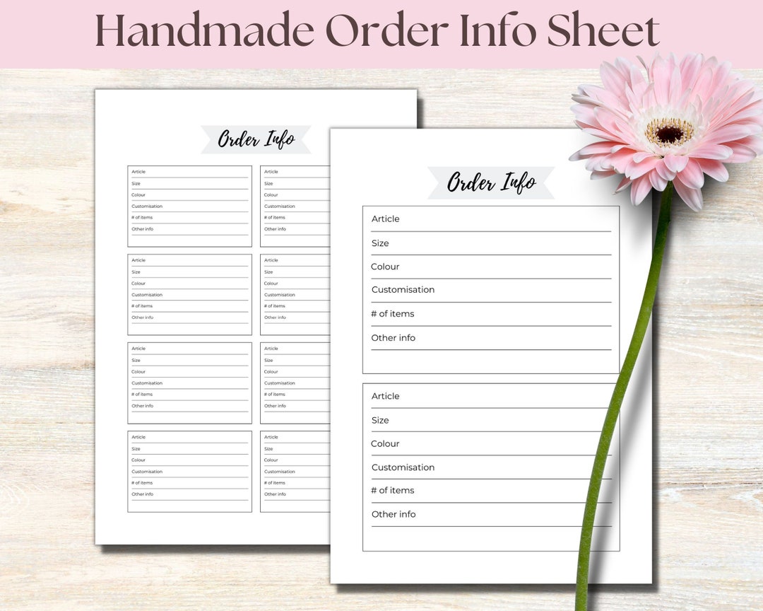 Handmade Order List, Printable Order List for Small Businesses, Order ...