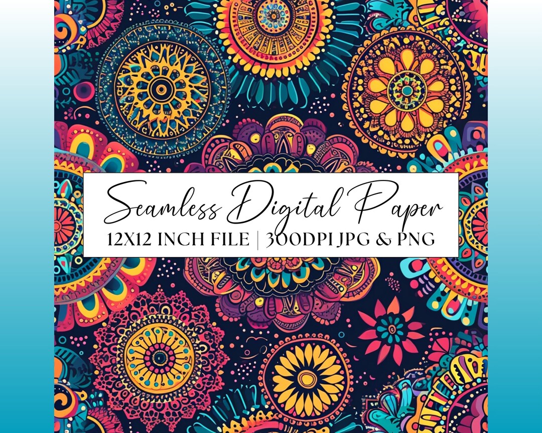 Mandala Seamless Pattern, Digital Paper Clipart, Flyer and Party ...
