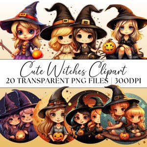 Cute Witches Clipart, Halloween Pictures for Kids Transparent ...