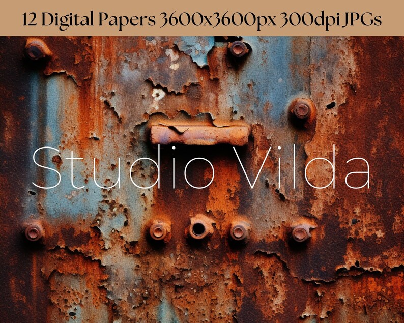 Rusted Metal Digital Paper, Rust Texture Patina Backdrop Printable ...