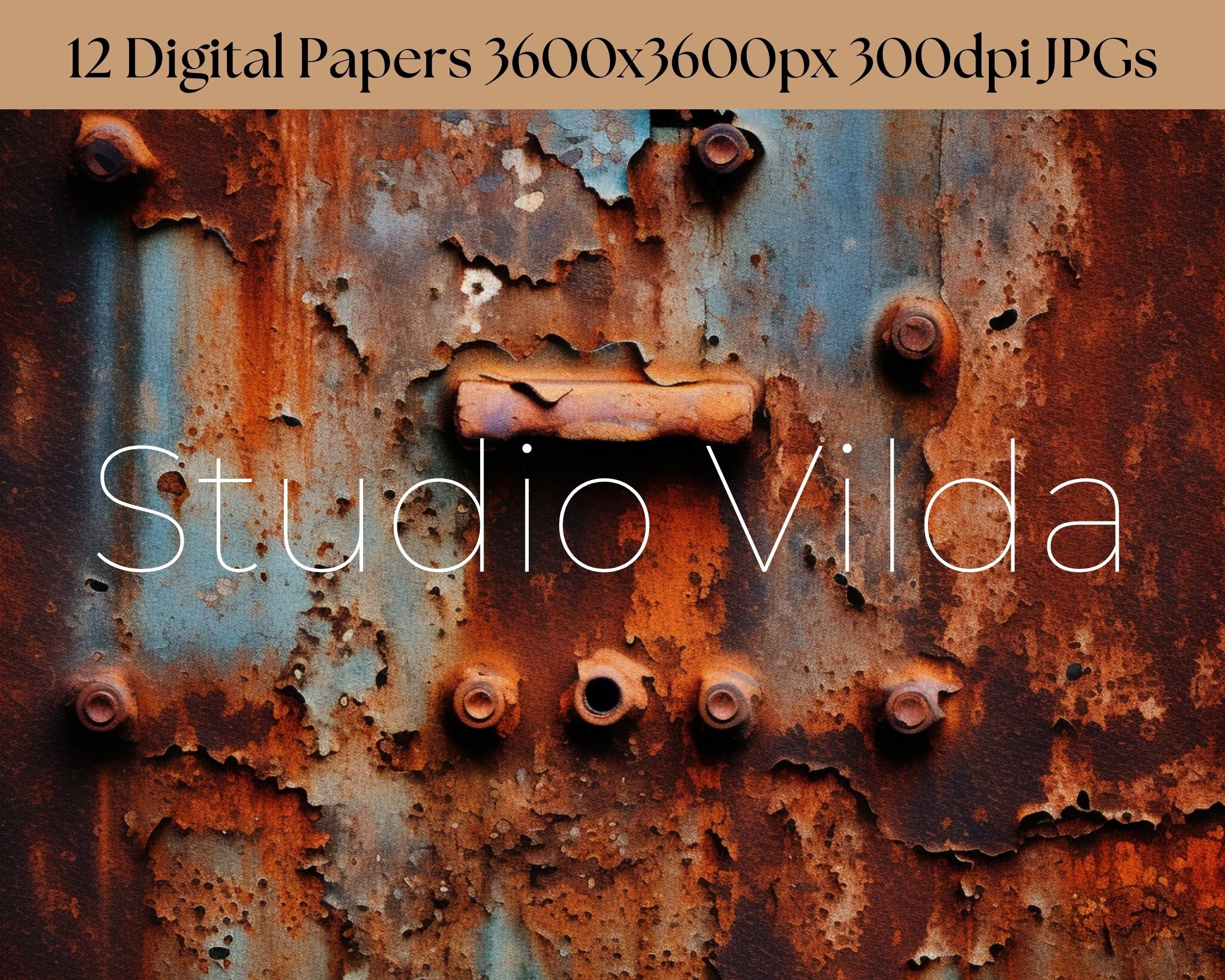 Rusted Metal Digital Paper, Rust Texture Patina Backdrop Printable ...