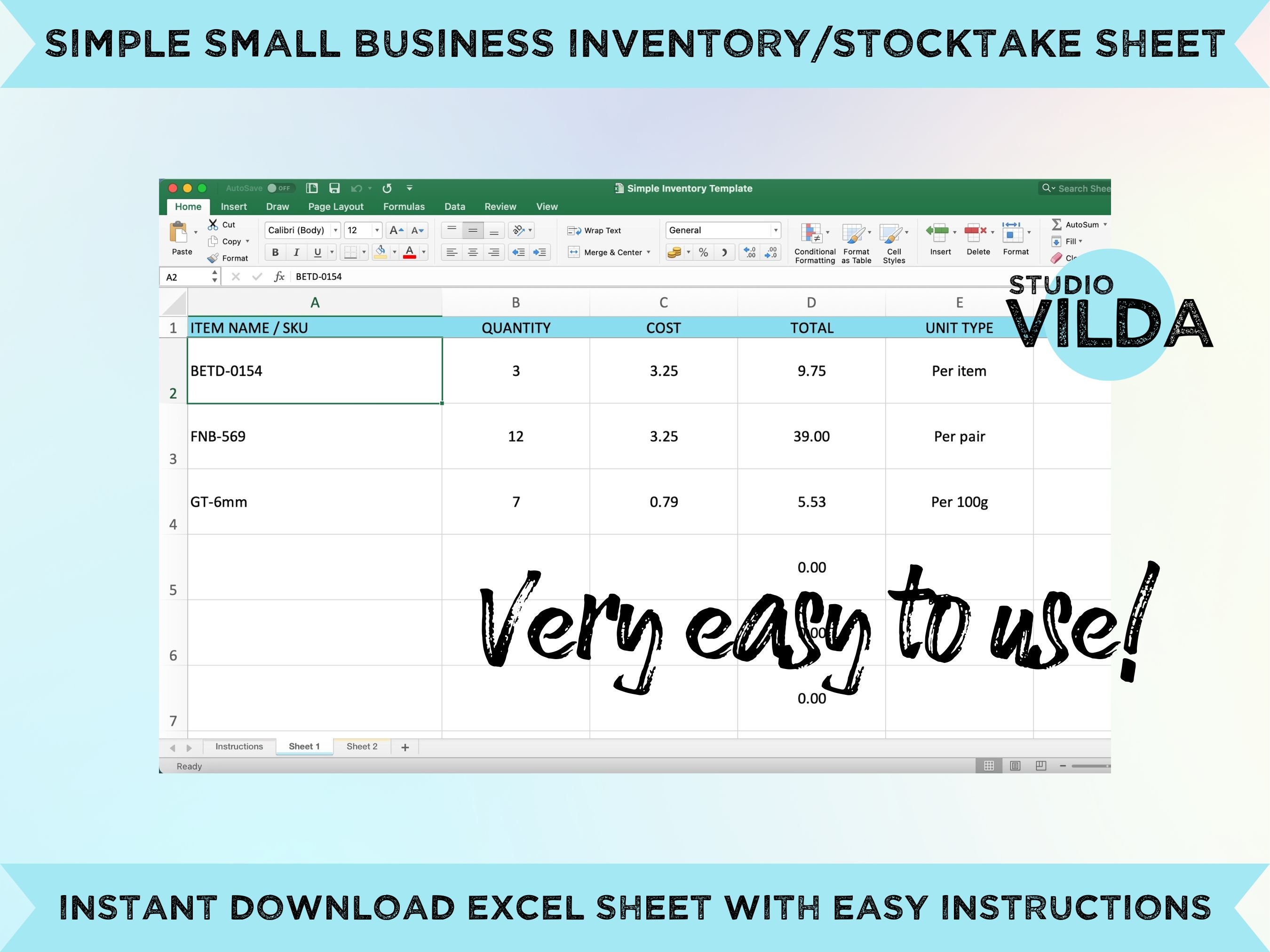 Plantilla de inventario de Excel fácil Hoja de descarga - Etsy México