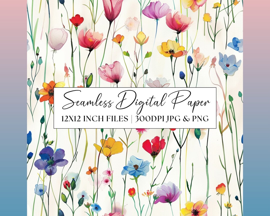 Imágenes prediseñadas de papel digital de flores de primavera, patrón ...