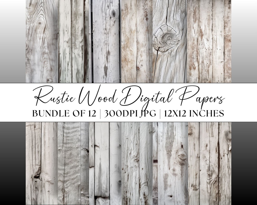Digital Paper Rustic Wood, 12x JPG White Wooden Texture Patterns ...