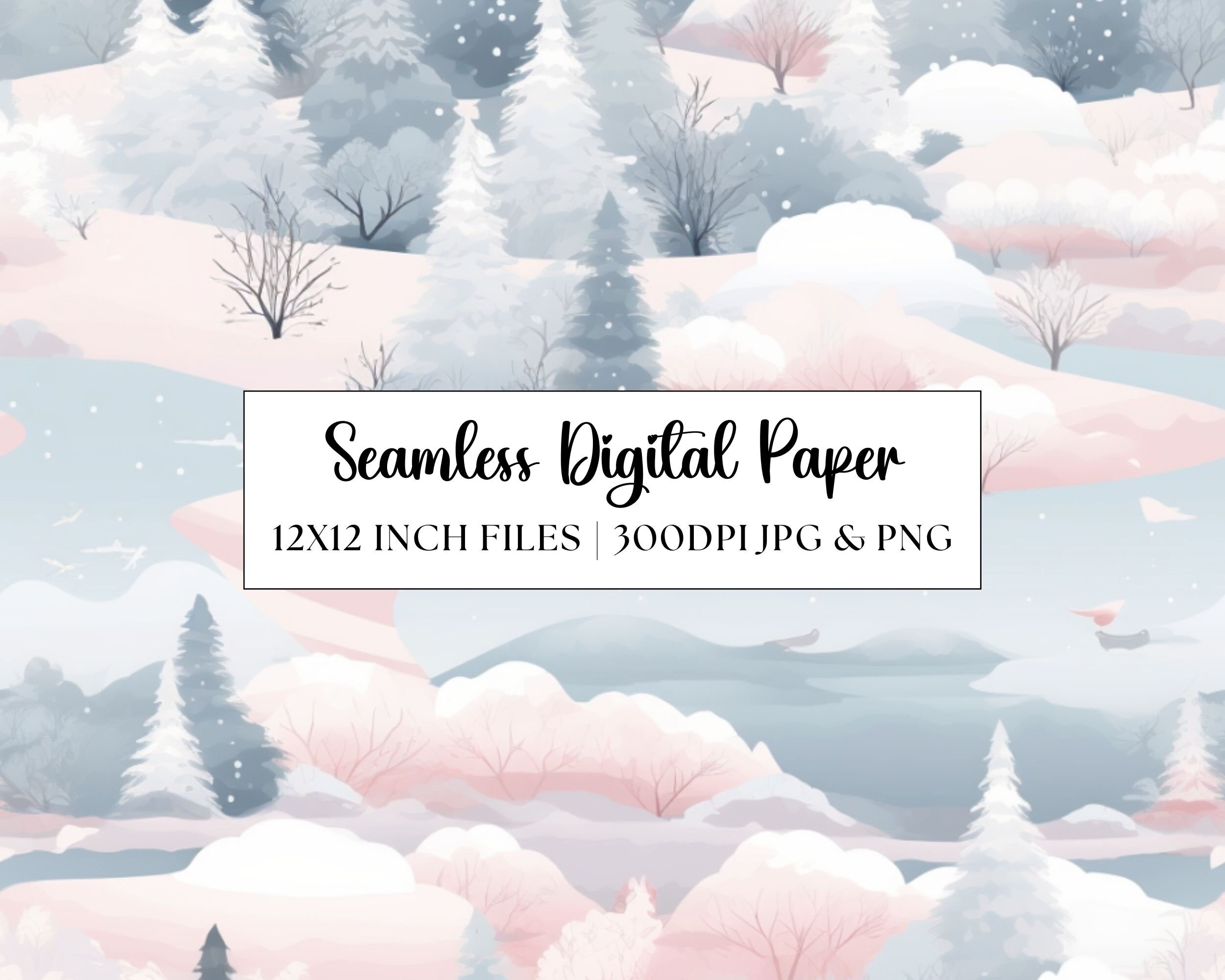 Pink Snow Digital Paper, Winter Theme Seamless Pattern, Christmas ...