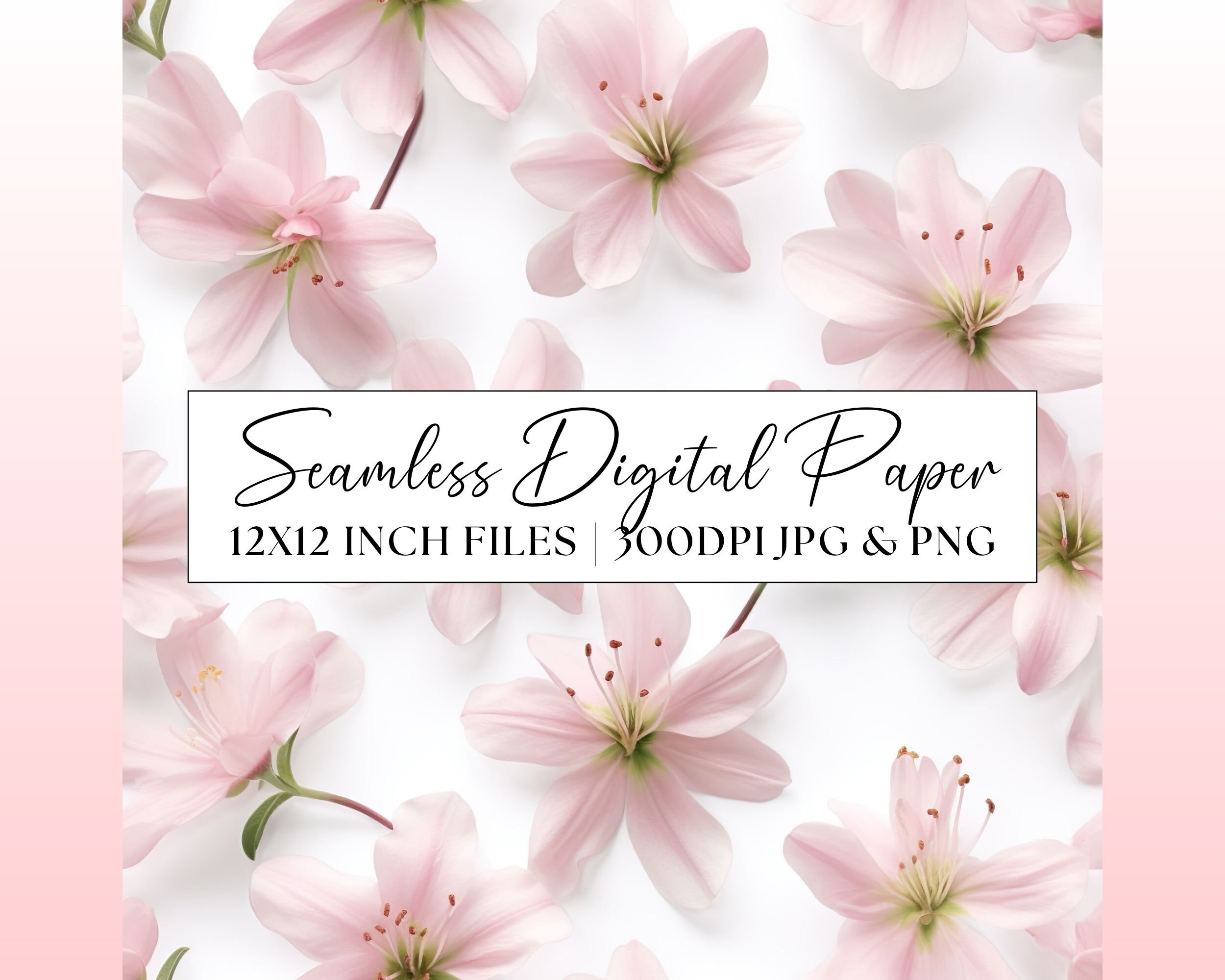 Pastel Pink Floral Digital Paper, Flower Seamless Pattern, Wedding ...