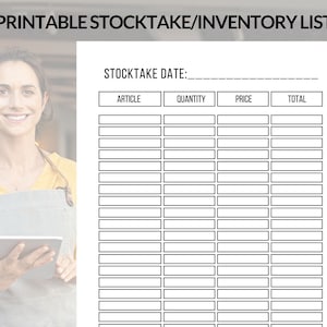 Basic Inventory Log Sheet Stocktake Printable Digital Download A4 & US ...