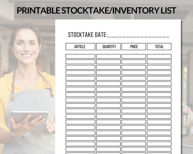 Basic Inventory Log Sheet Stocktake Printable Digital Download A4 & US ...