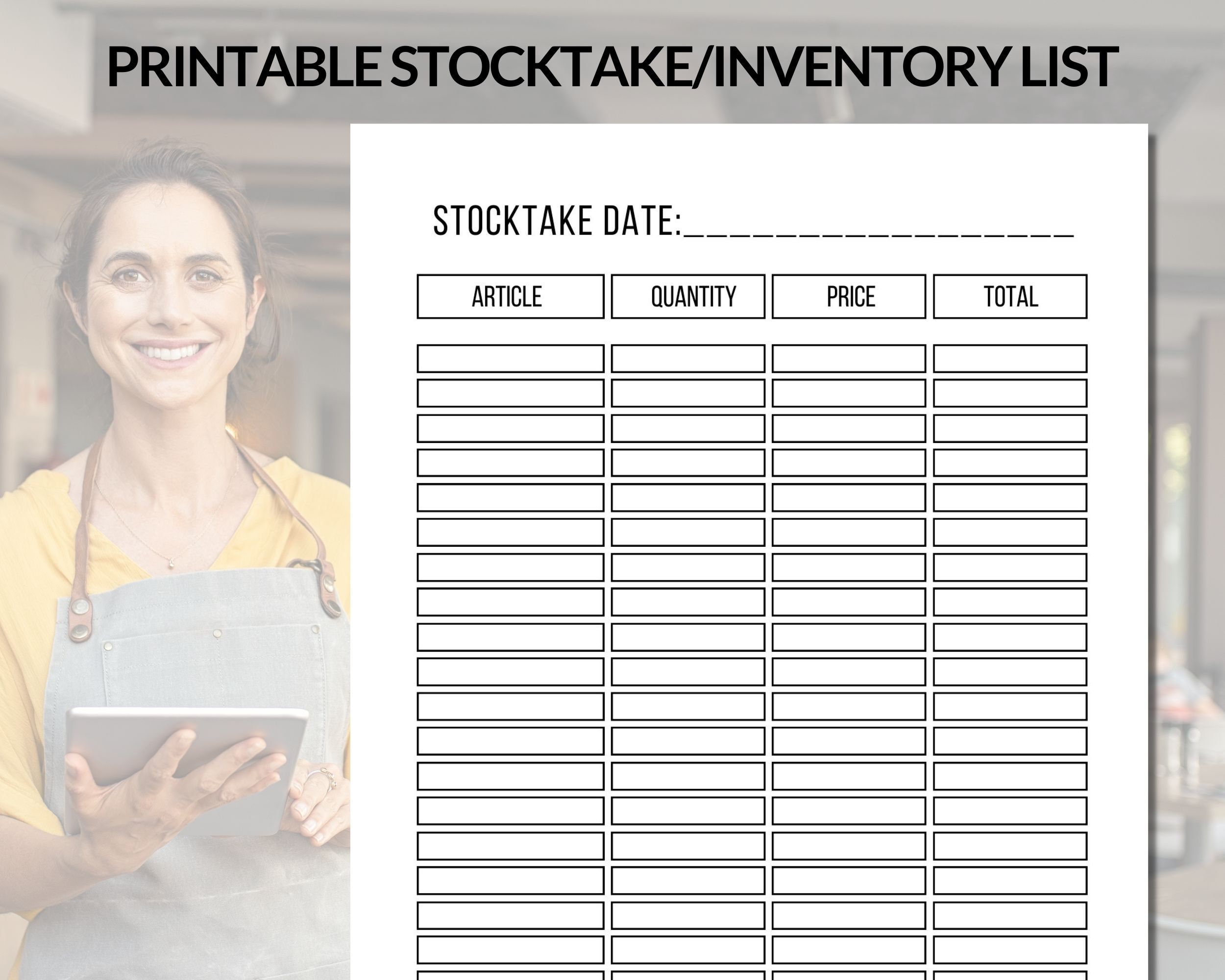 Basic Inventory Log Sheet Stocktake Printable Digital Download A4 & US ...